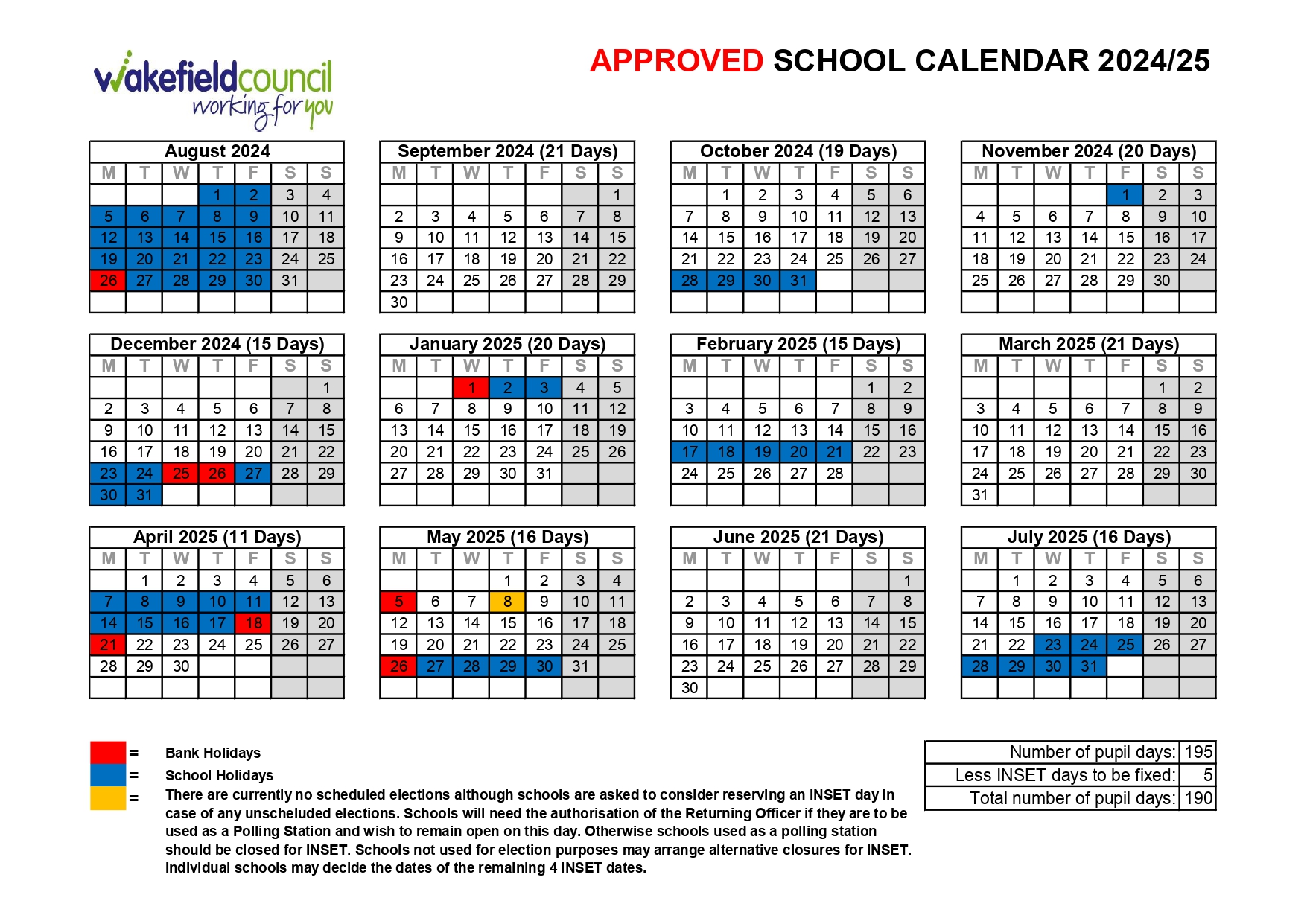 Airdale Primary School Calendar 2024-2025 [Academic Year]