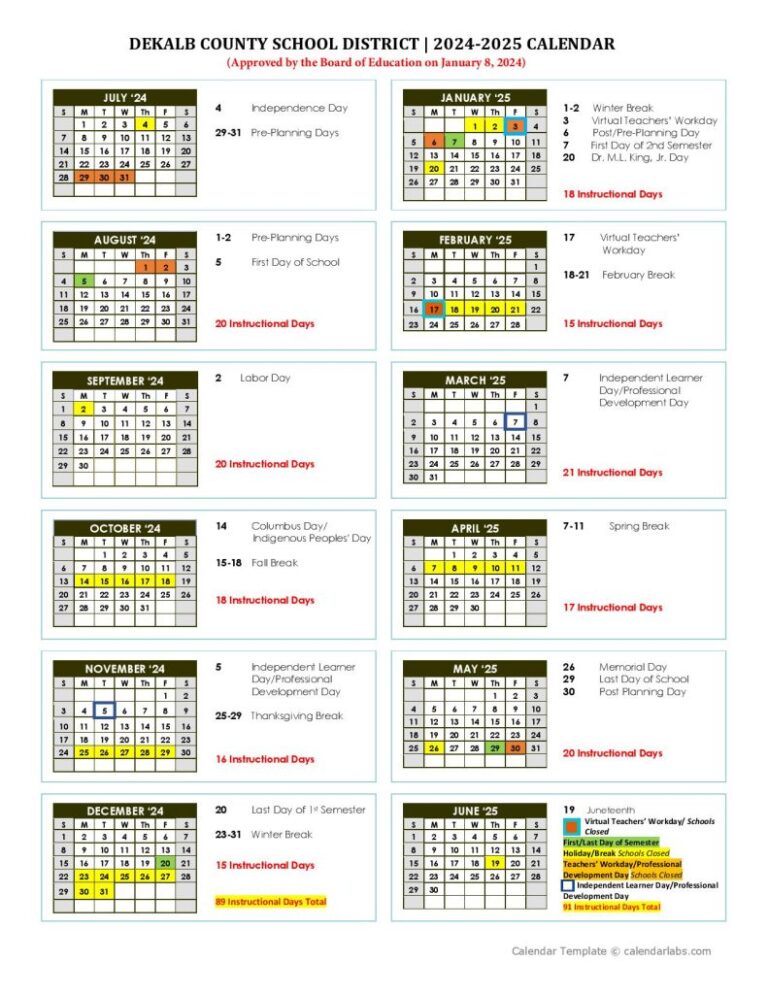 DeKalb County Schools Calendar 2025-2026 [GA Calendar]