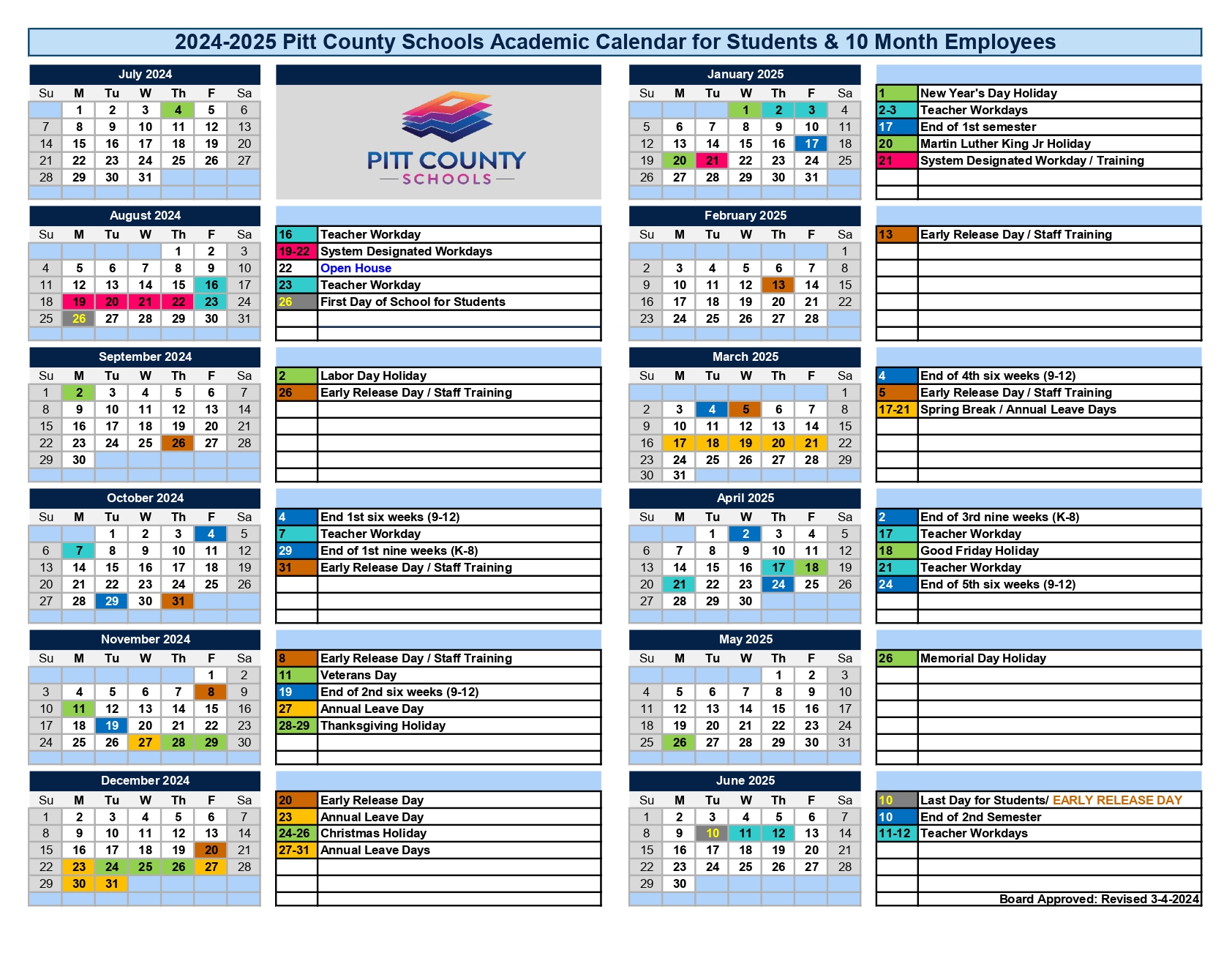 Pitt County Schools Calendar 2025-2026 [Academic Calendar]