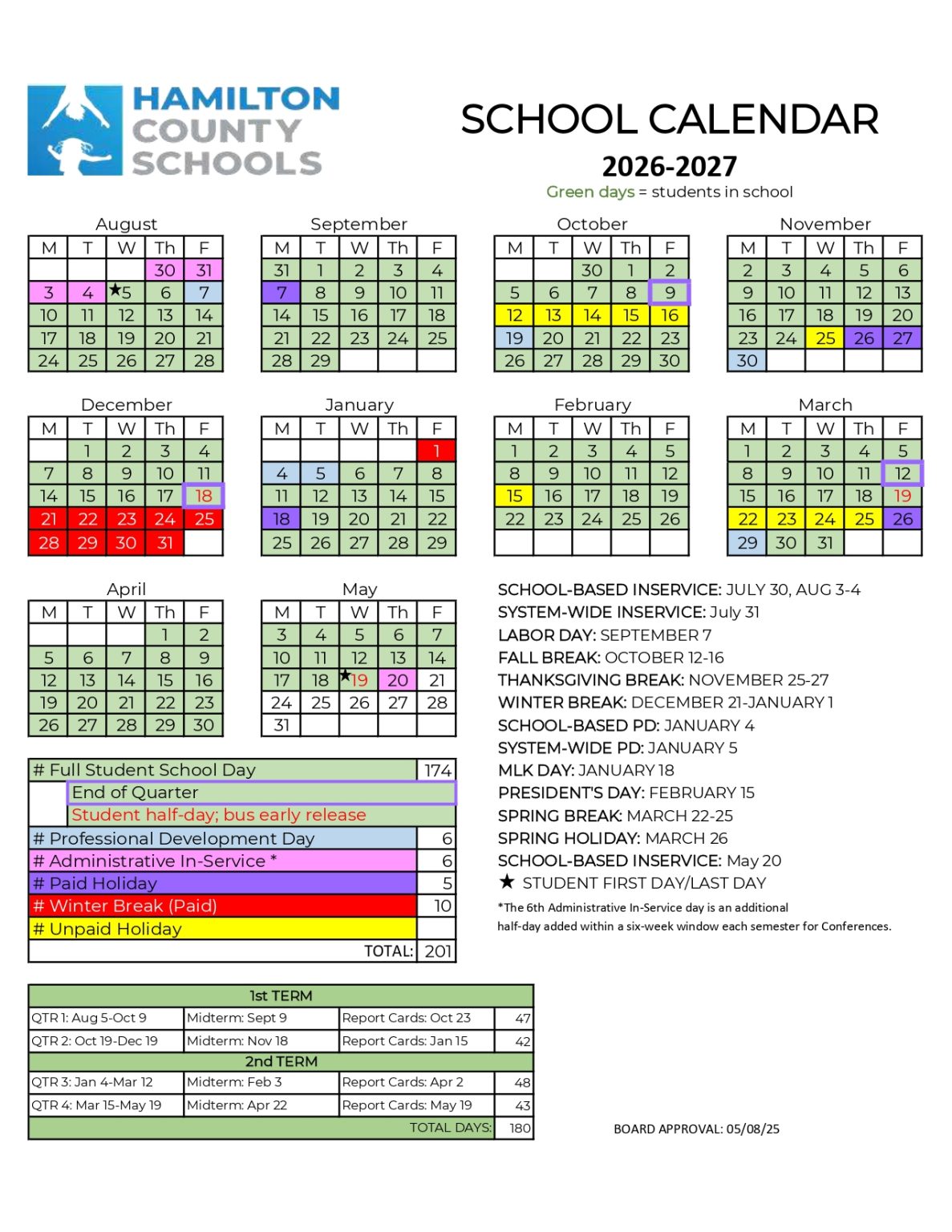 Hamilton County Schools Calendar 2026-2027 [District]